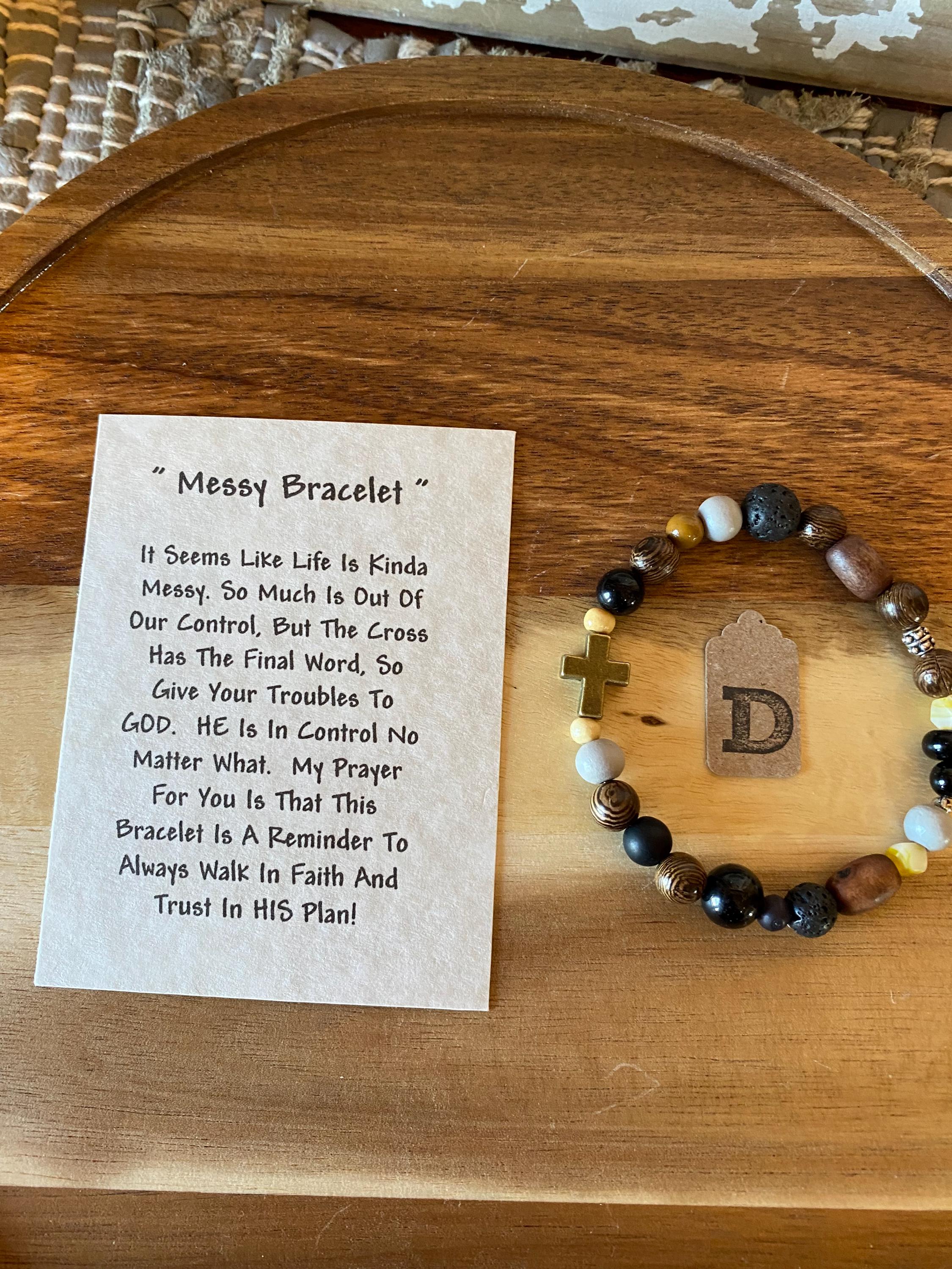 The Messy Bracelet*hand Beaded*life is Kinda Messy*the Cross Has the ...