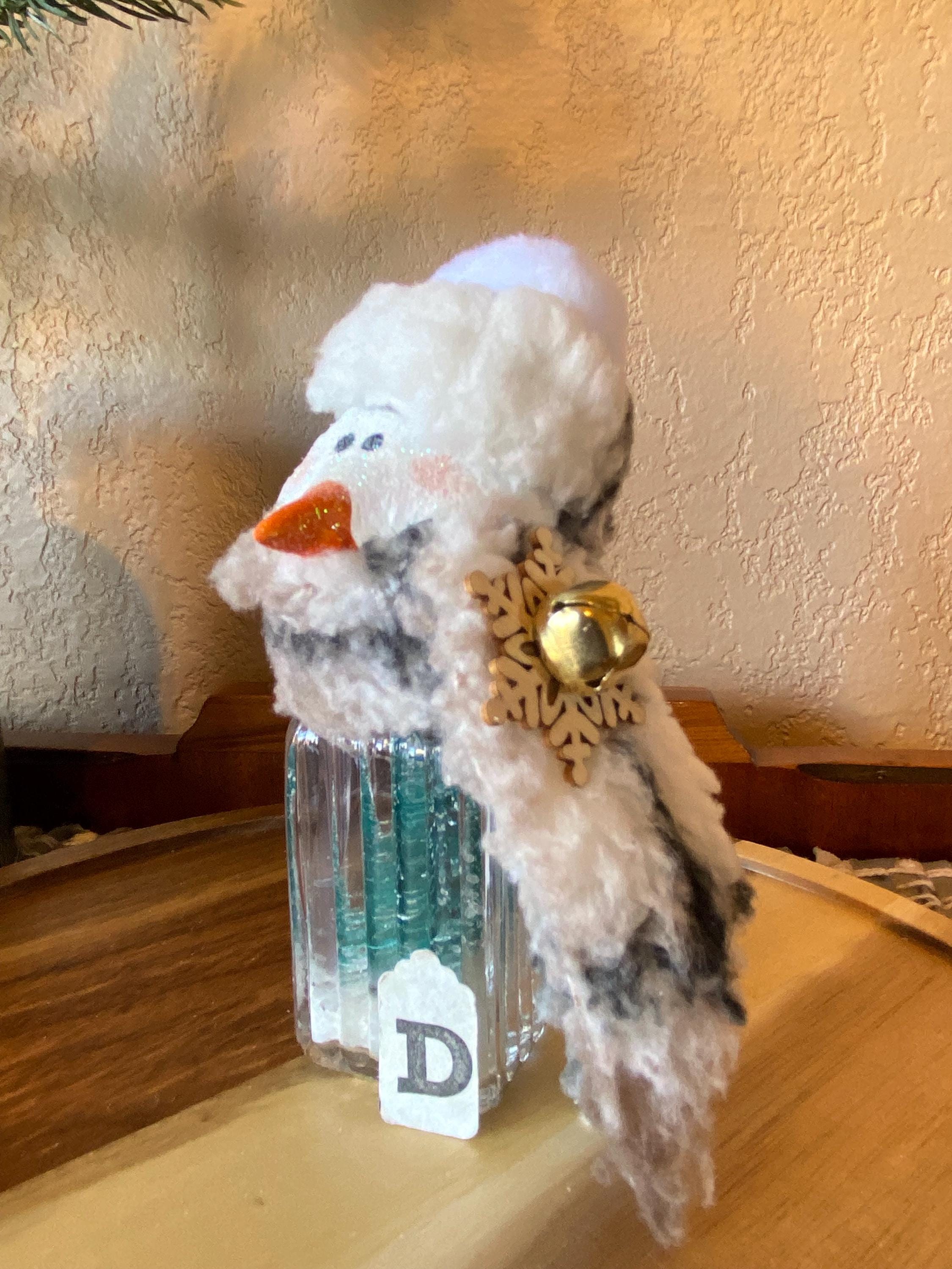 Reimagined Salt/pepper Shaker Snowman/woman W/handmade Clay Heads and ...