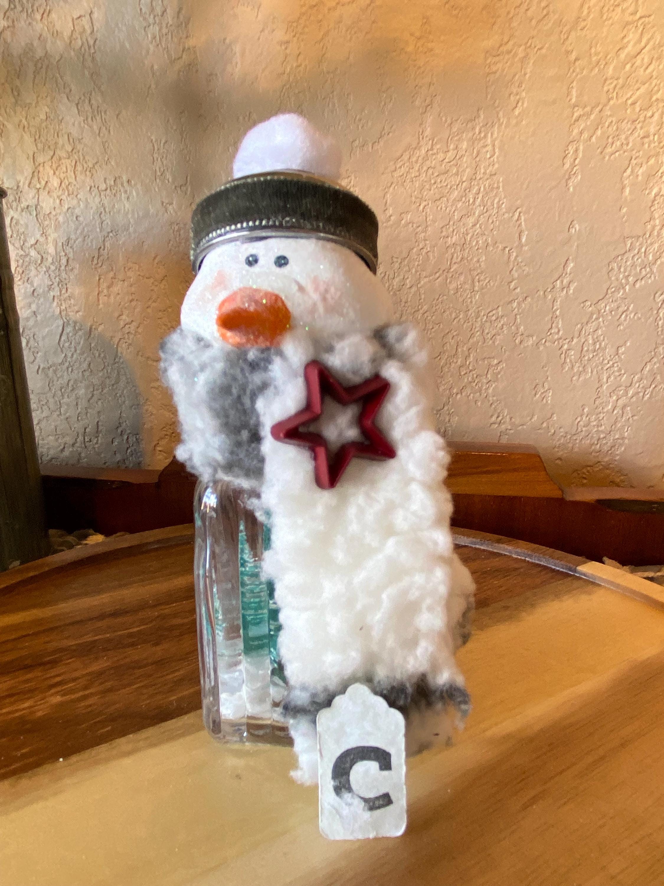 Reimagined Salt/pepper Shaker Snowman/woman W/handmade Clay Heads and ...