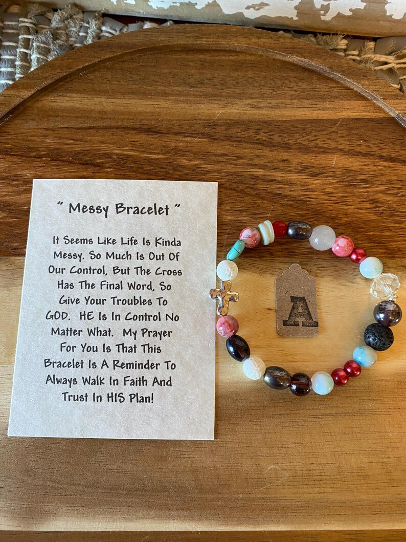 The Messy Bracelet*hand Beaded*life is Kinda Messy*the Cross Has the ...
