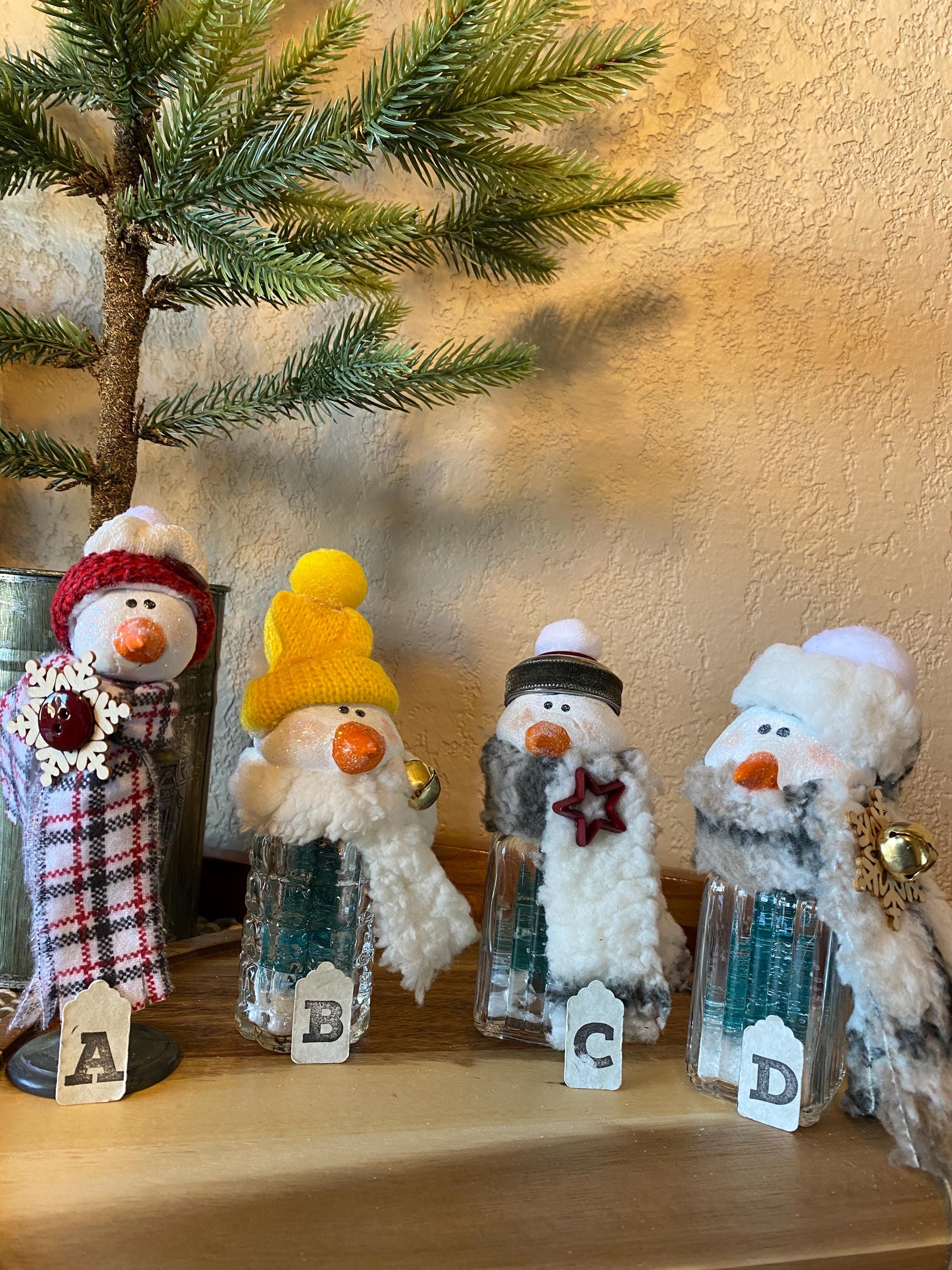 Reimagined Salt/pepper Shaker Snowman/woman W/handmade Clay Heads and ...