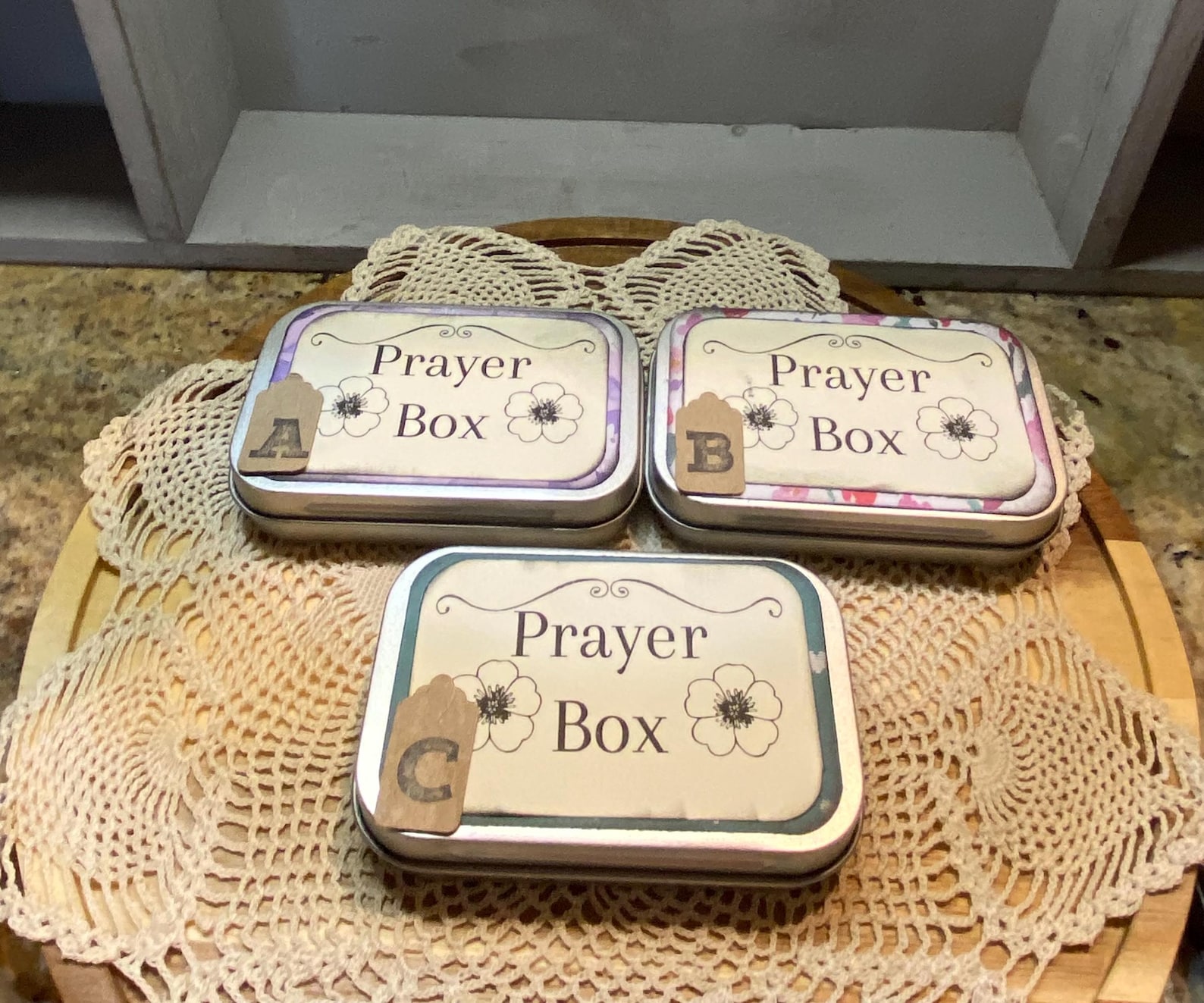 Prayer Box Tin W/handmade Clay Pocket Cross, Clay Painted Heart, Pen ...