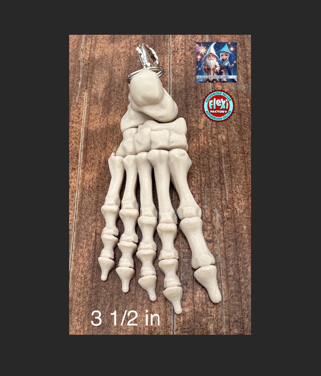Skeleton Foot Keychain Colored 3D Art Flexible Backpack Accessory Great ...