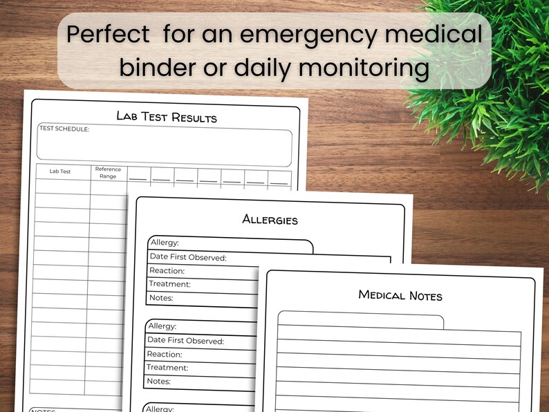 Medical Emergency Binder | Habit Tracker for Chronic Illness | Lab ...