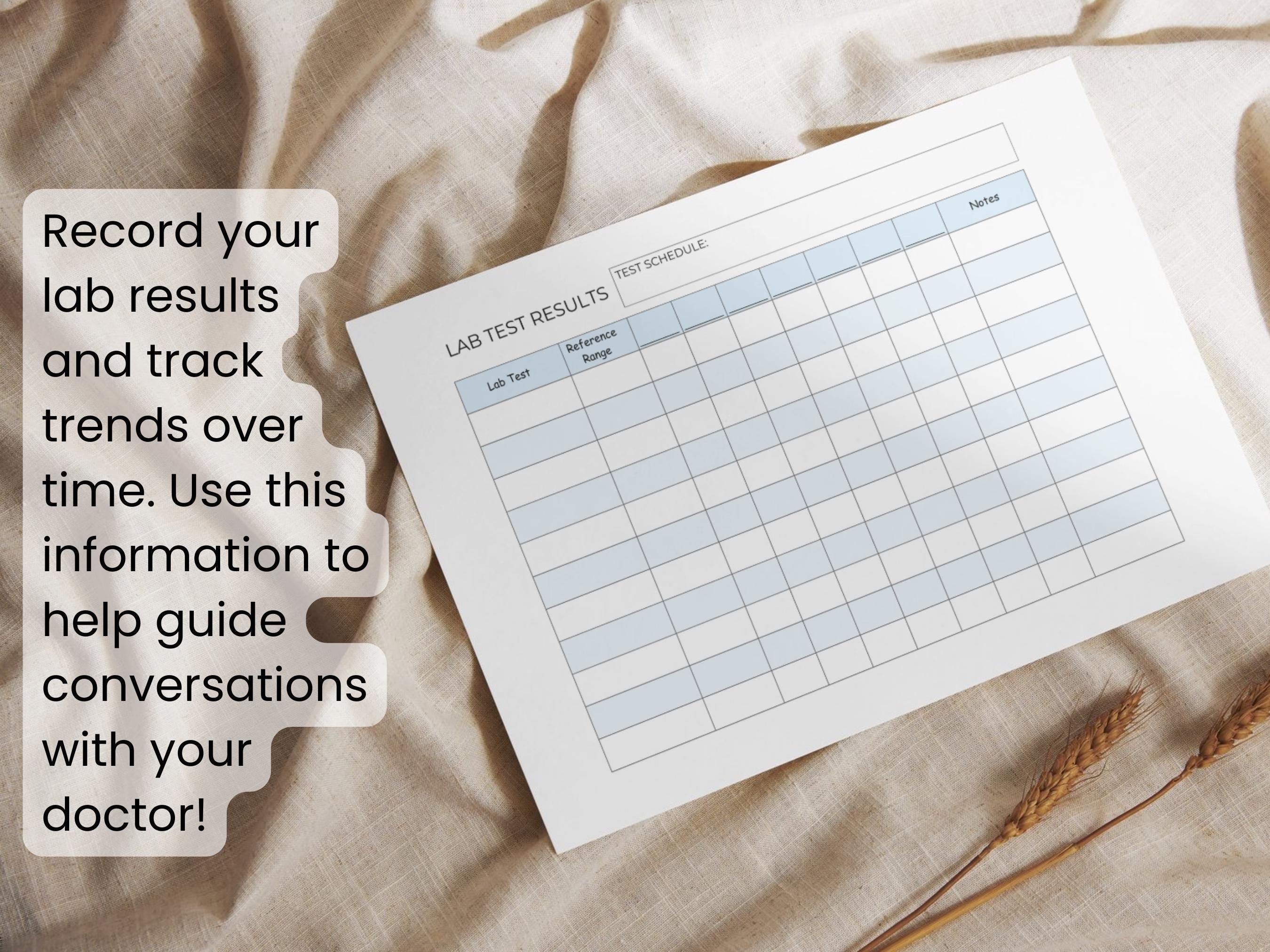 Lab Results Tracker | Lab Tracker | Symptom Tracker for Chronic Illness ...