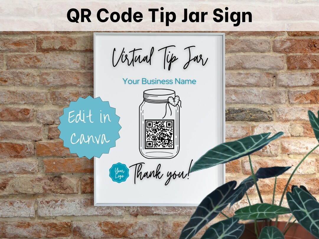 Tip Jar QR Code Sign |scan to Pay Sign | Scan to Pay Template | Payment ...