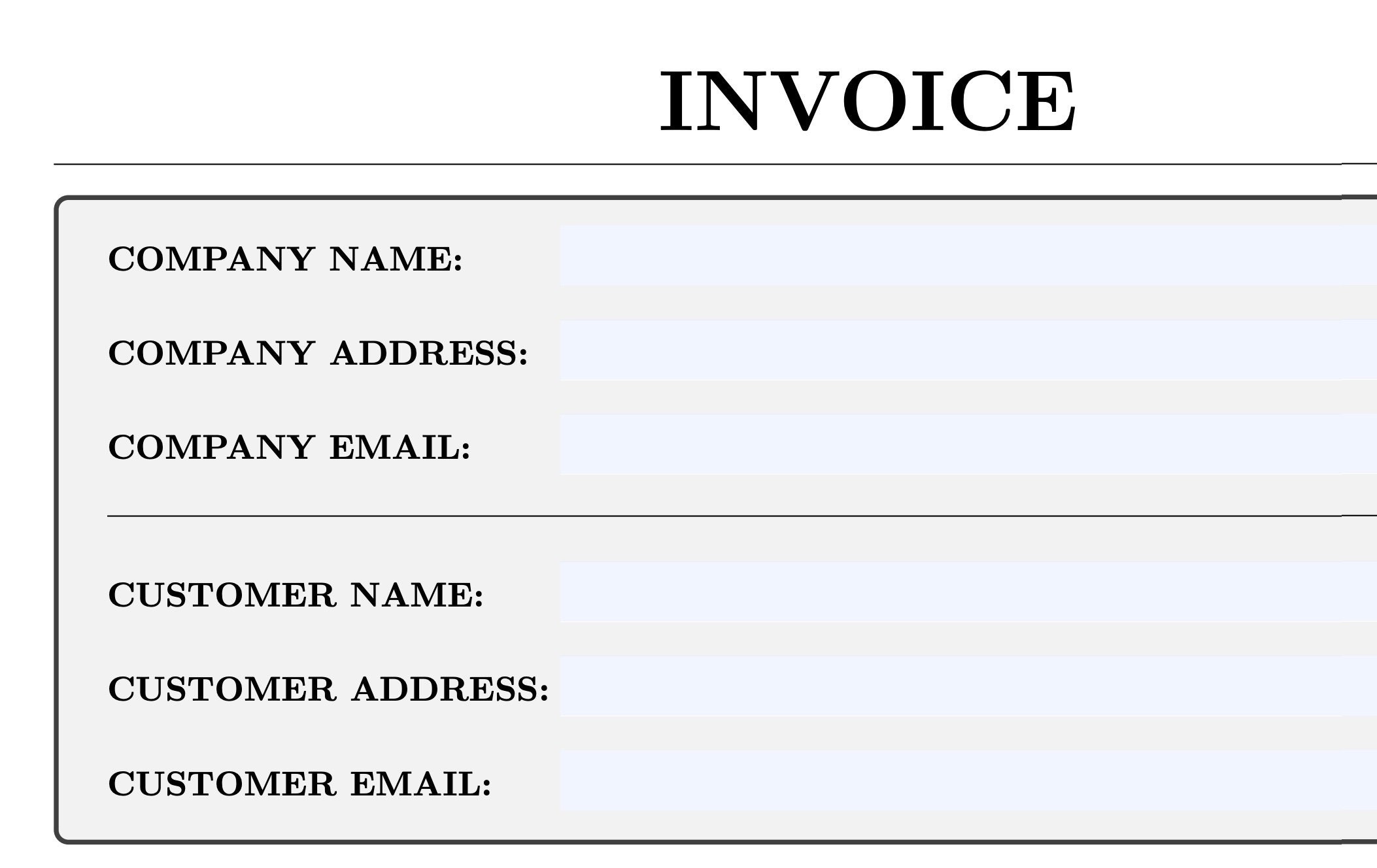 Invoice Template digitally Fillable And/or Printable NO Adobe or PDF ...