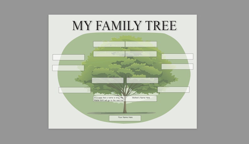 Family Tree Template Editable/personalizable Digital Chart 4 ...
