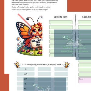 First Grade Spelling Word Packet, 36 Weeks, Homeschool - Etsy