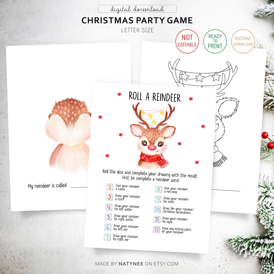 Printable Family Christmas Dice Game. Roll a Christmas Reindeer Dice ...