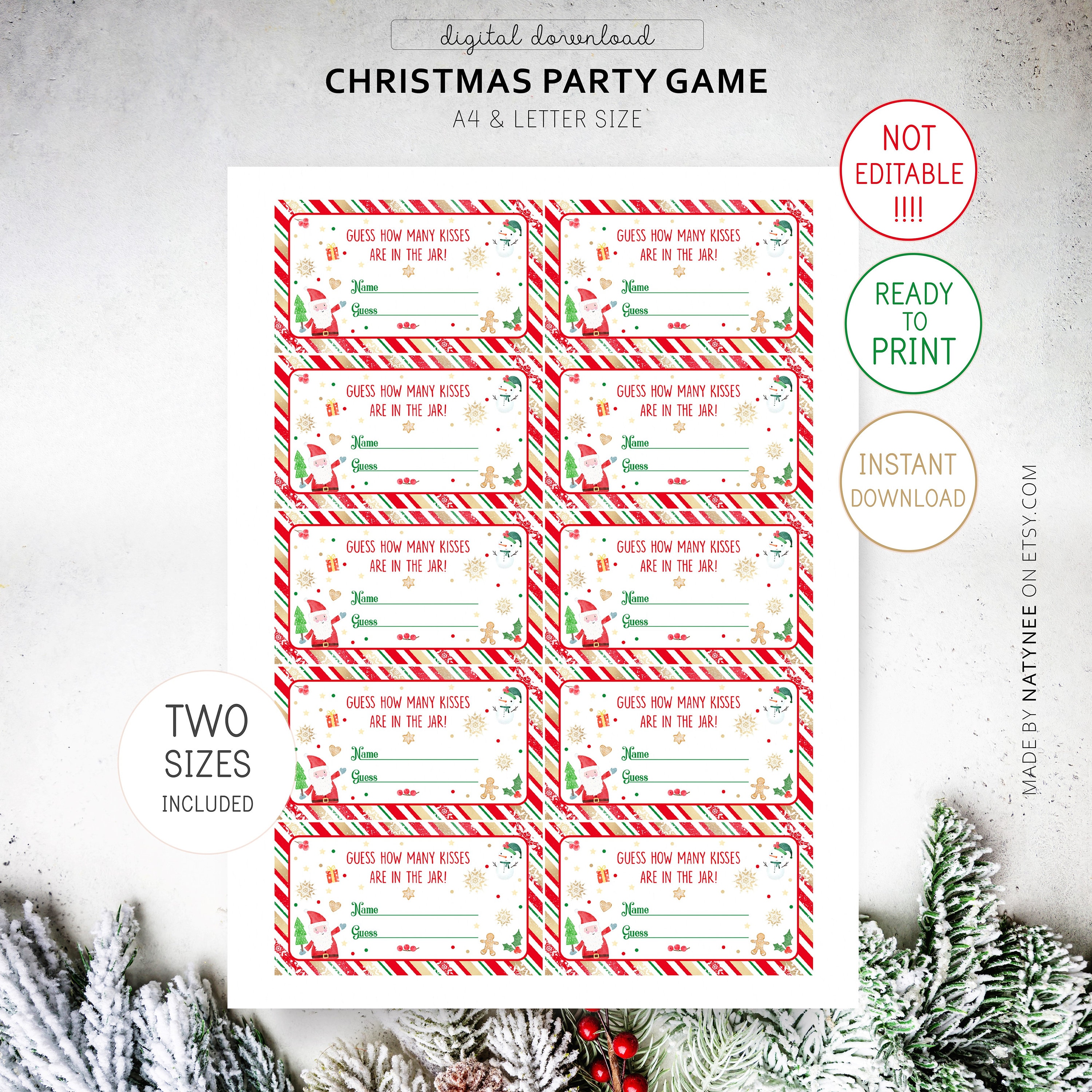 Christmas Candy Guessing Game Printable. Guess How Many Sweets in Jar ...