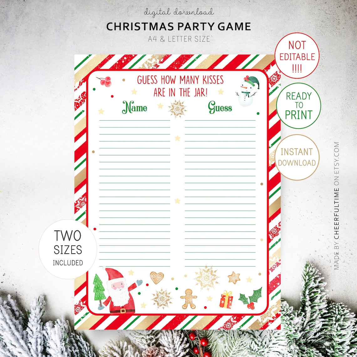Christmas Candy Guessing Game Printable. Guess How Many Sweets in Jar ...