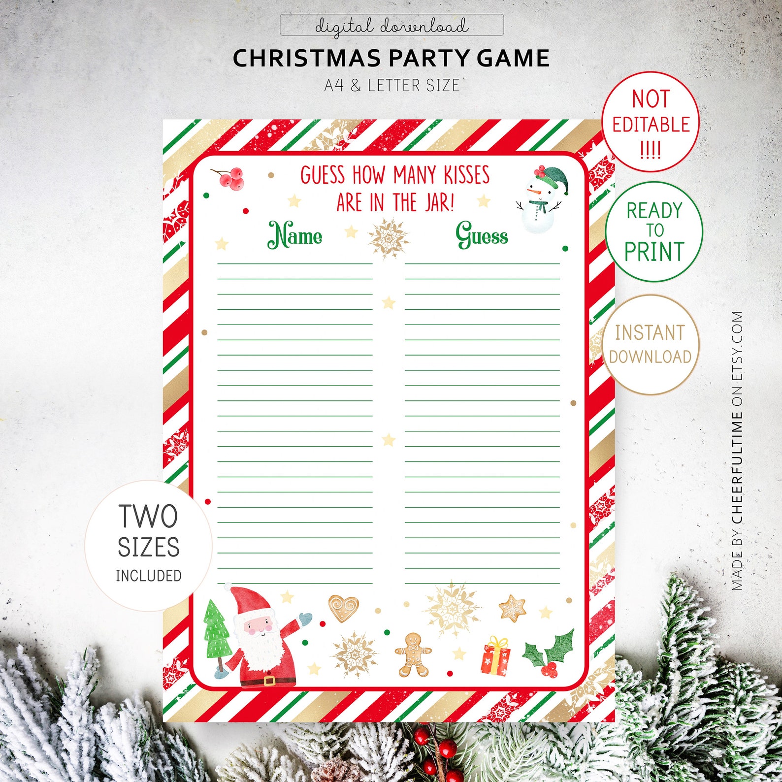 Christmas Candy Guessing Game Printable. Guess How Many Sweets in Jar ...
