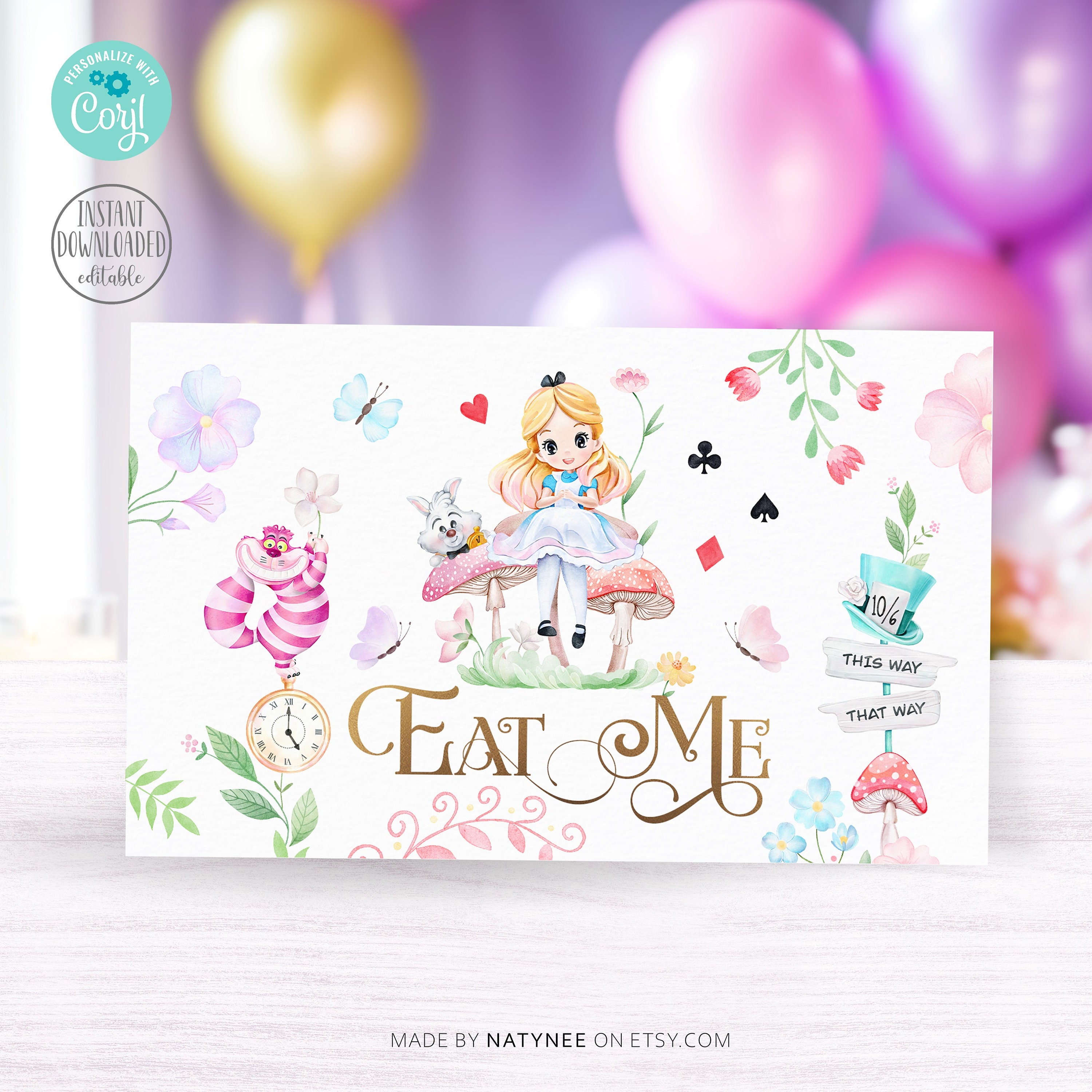 Editable Alice in Wonderland Food Labels: Mad Hatter Tea Party (digital ...