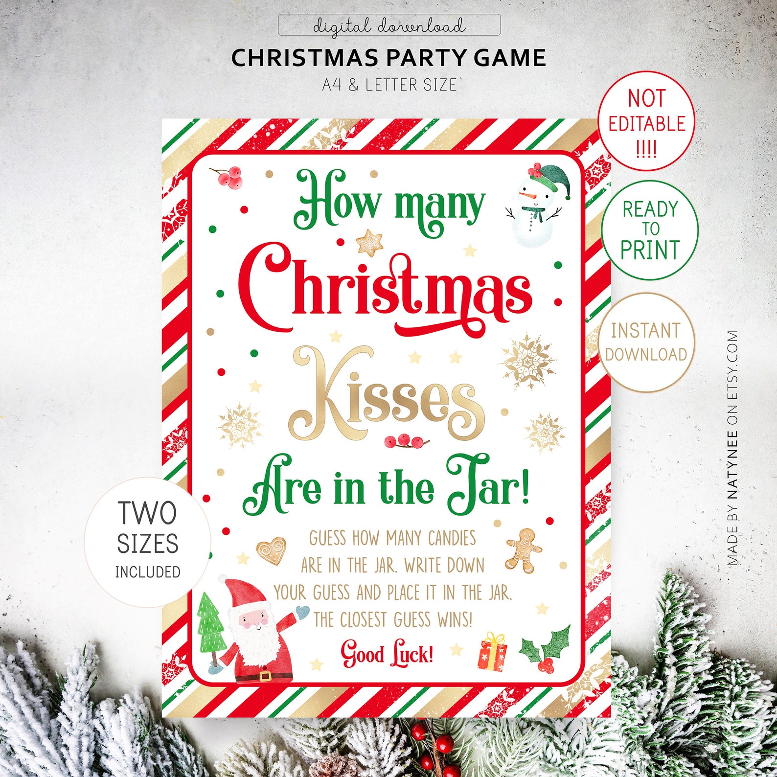 Christmas Candy Guessing Game Printable. Guess How Many Sweets in Jar ...