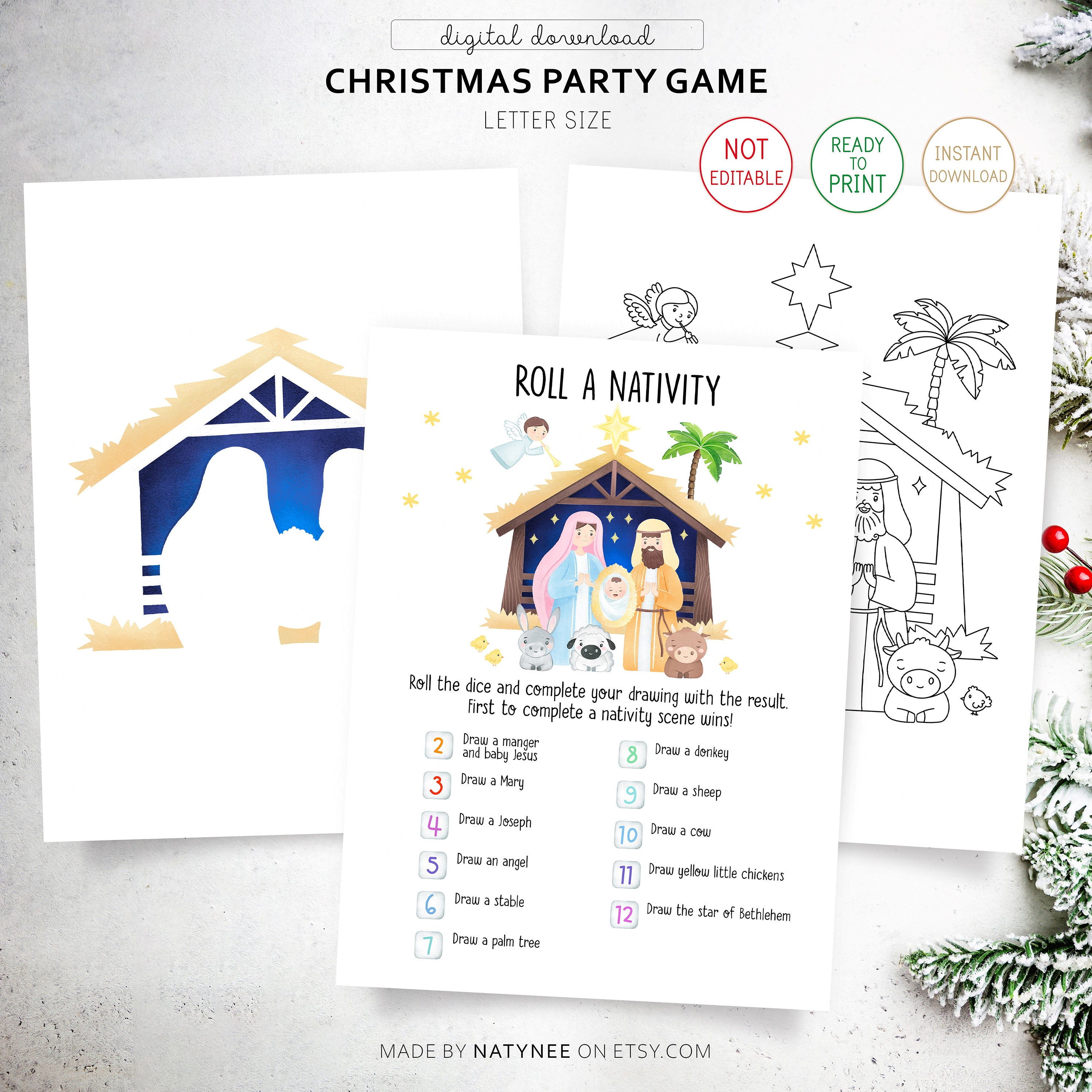 Printable Family Christmas Dice Game. Roll a Snowman Game. Roll a ...