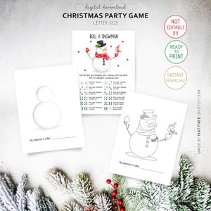 Printable Family Christmas Dice Game. Roll a Snowman Game. Roll a ...