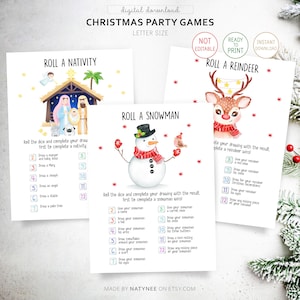 Printable Family Christmas Dice Game. Roll a Snowman Game. Roll a ...