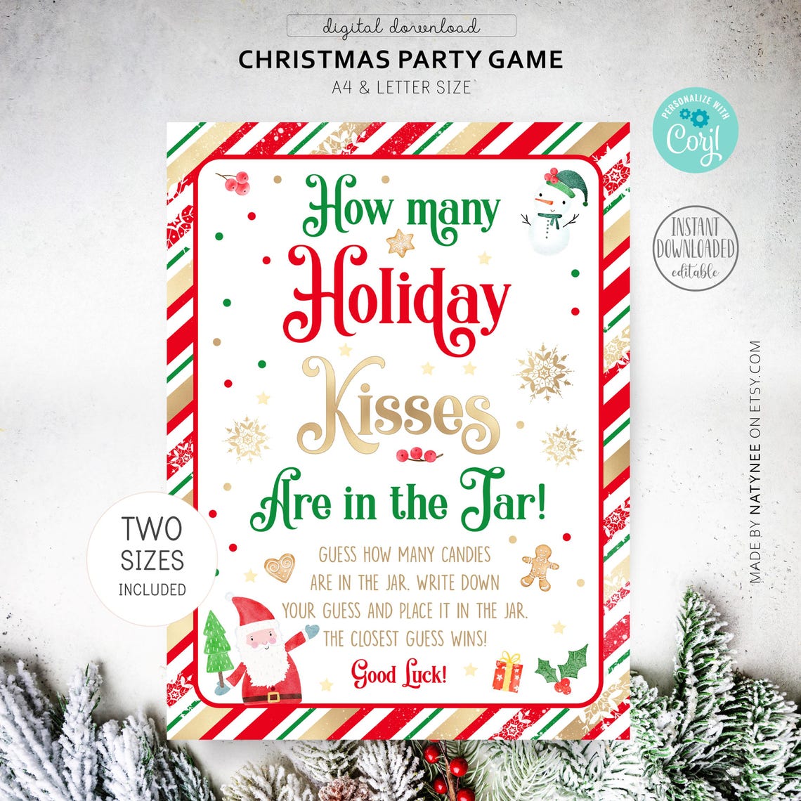 Christmas Candy Guessing Game Printable. Guess How Many Sweets in Jar ...