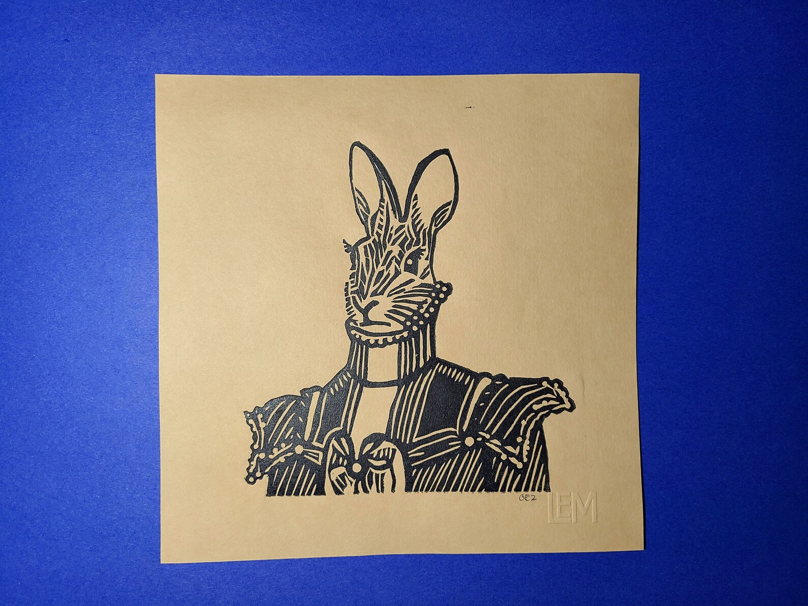 Rabbit Lady Woodblock Print Original Art Open Edition - Etsy