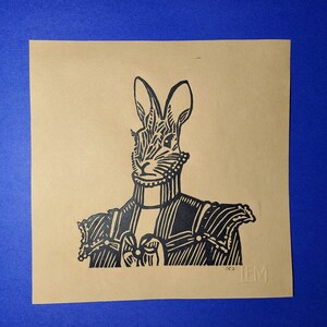 Rabbit Lady Woodblock Print Original Art Open Edition - Etsy