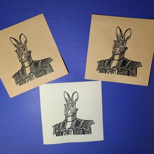 Rabbit Lady Woodblock Print Original Art Open Edition - Etsy