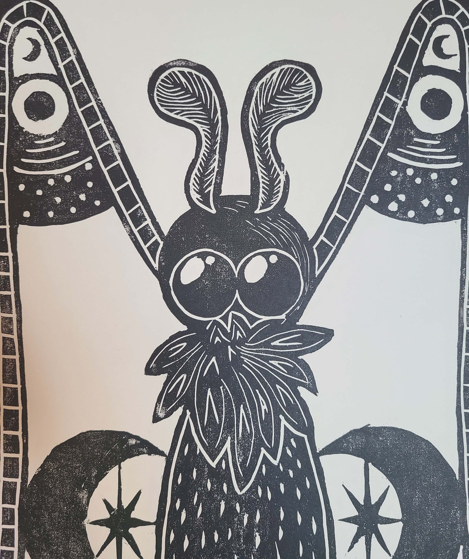 Mothman Cryptid Original Woodblock Print Limited Edition Art Print - Etsy