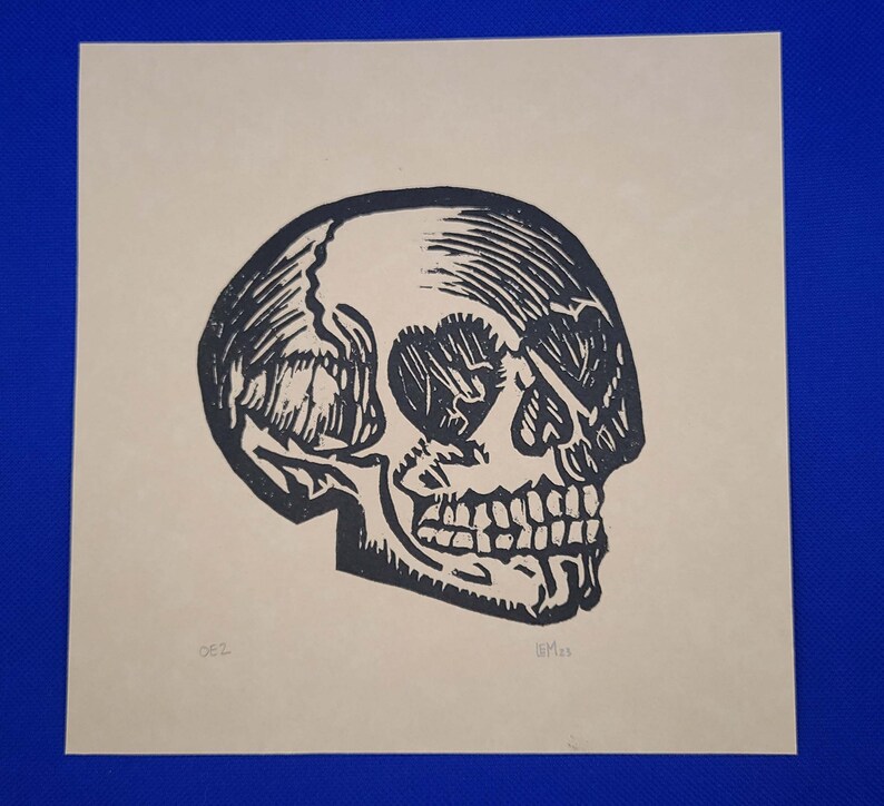 Heart Skull Woodcut Print Open Edition "love Seeing You" - Etsy