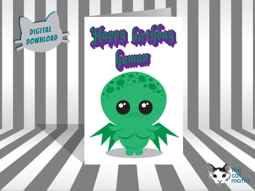 Cthulu Cryptid Birthday Card Digital, Download Printable Cryptid ...
