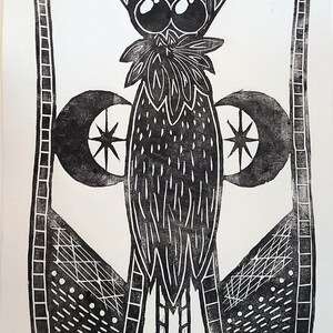 Mothman Cryptid Original Woodblock Print Limited Edition Art Print - Etsy
