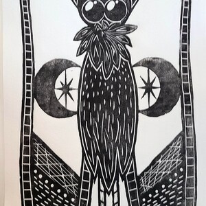 Mothman Cryptid Original Woodblock Print Limited Edition Art Print - Etsy