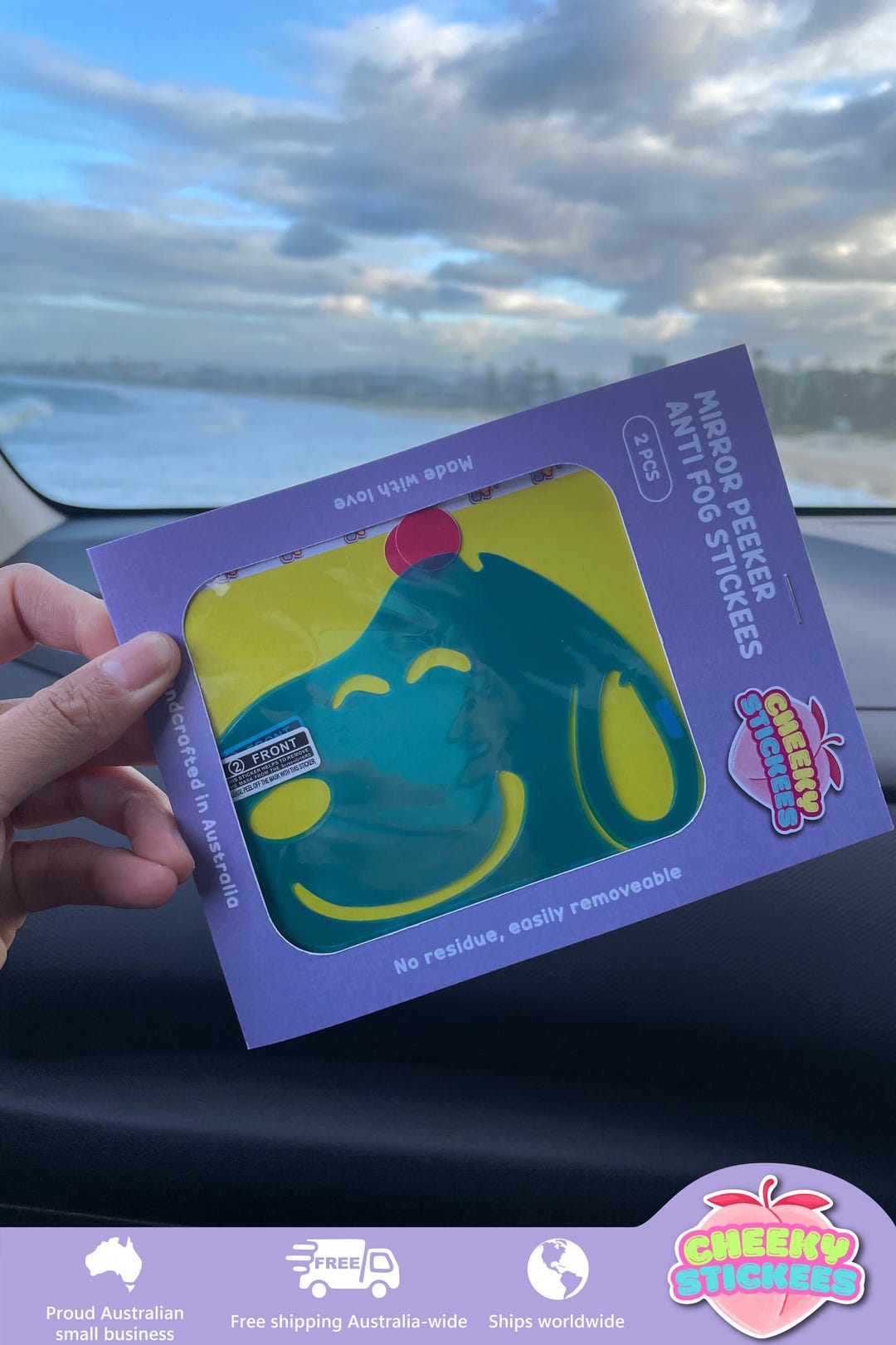 Snoopy Mirror Peeker 2pcs Comic Anti Rain Anti Fog Sticker Window ...