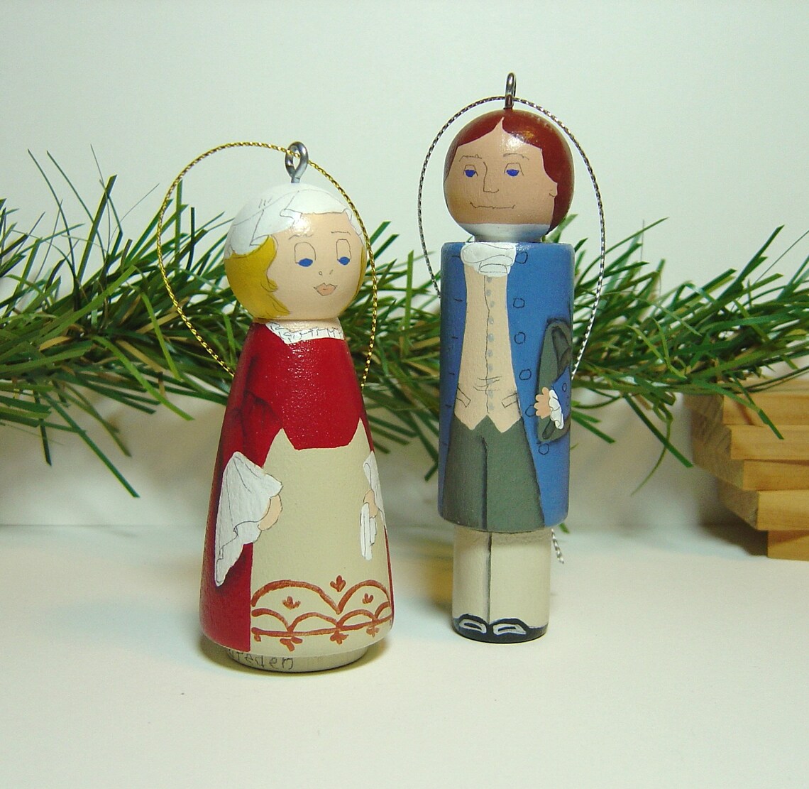 Colonial Man And/or Colonial Woman Ornament Hand Painted on | Etsy