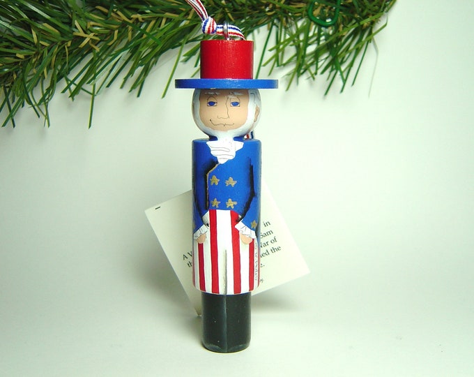 UNCLE SAM Patriotic Ornament Hand Painted on Wood in USA - Etsy