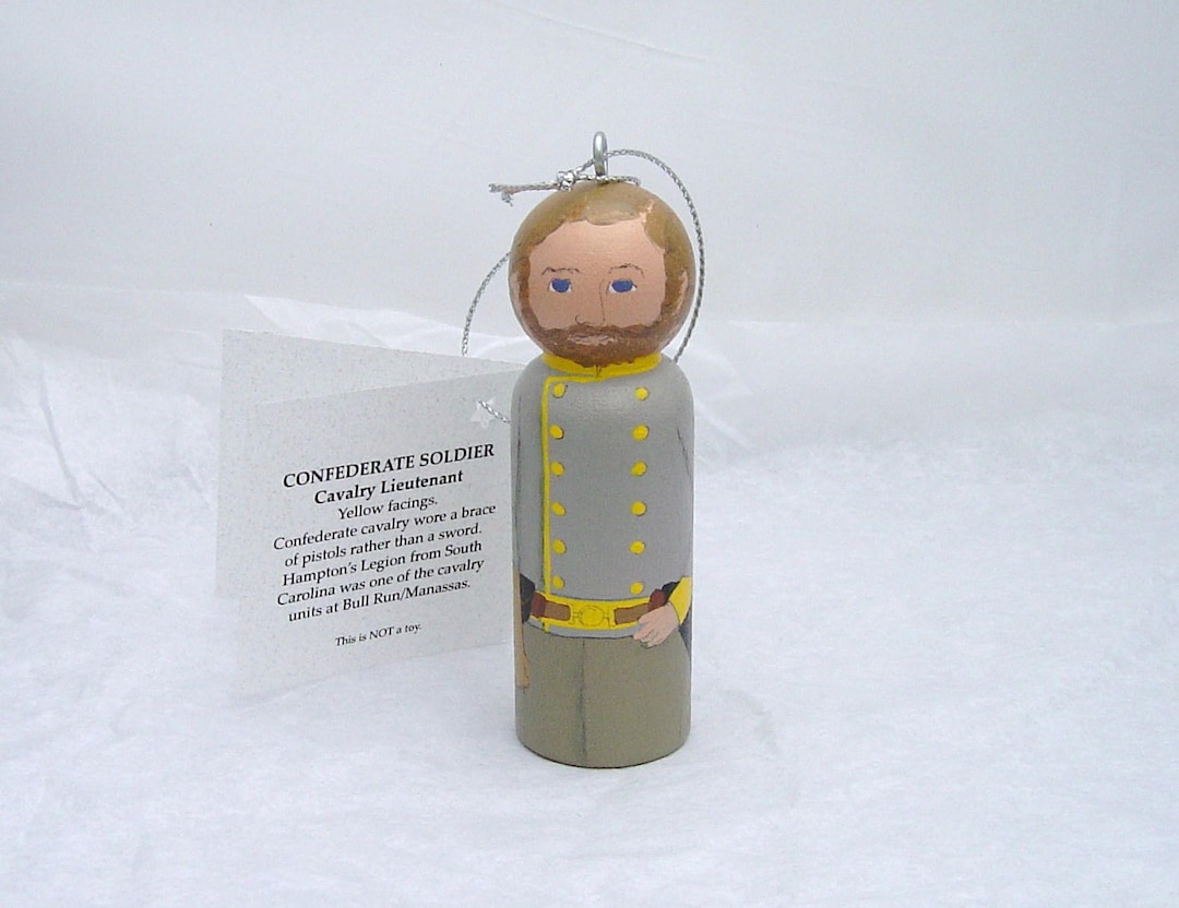 Ornament Confederate CAVALRY Civil War Soldier Hand Painted on Wood in ...