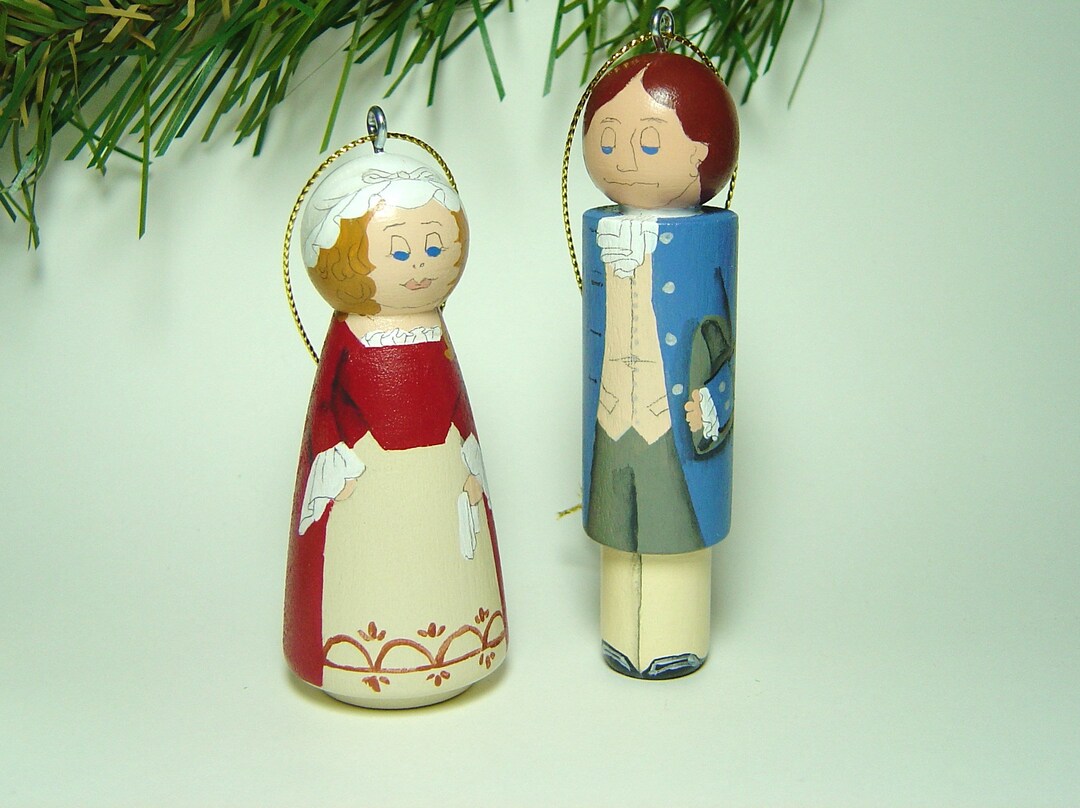 Colonial Man And/or Colonial Woman Ornament, Hand Painted on Wood in ...