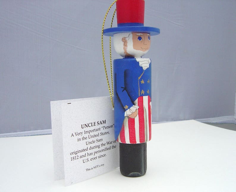 UNCLE SAM Patriotic Ornament, Hand Painted on Wood in USA - Etsy