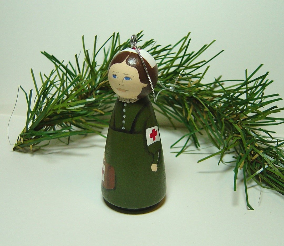 CLARA BARTON, Founder of American Red Cross, Ornament, Hand Painted in ...