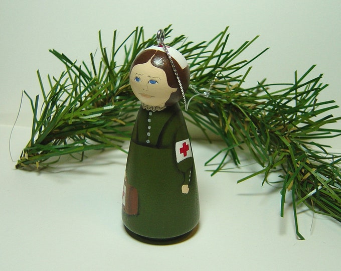 CLARA BARTON, Founder of American Red Cross, Ornament, Hand Painted in ...