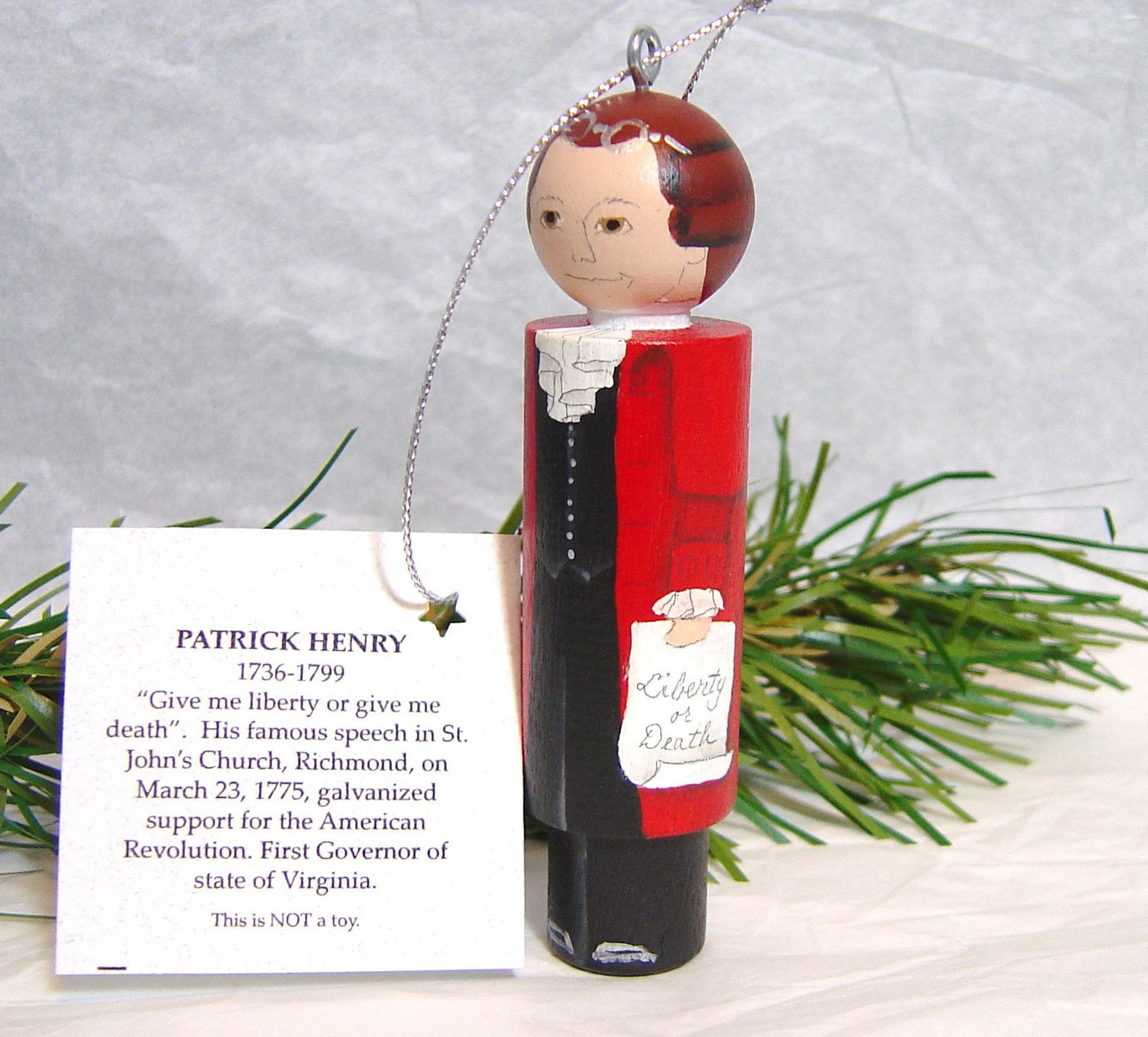 PATRICK HENRY Ornament Hand Painted on Wood - Etsy