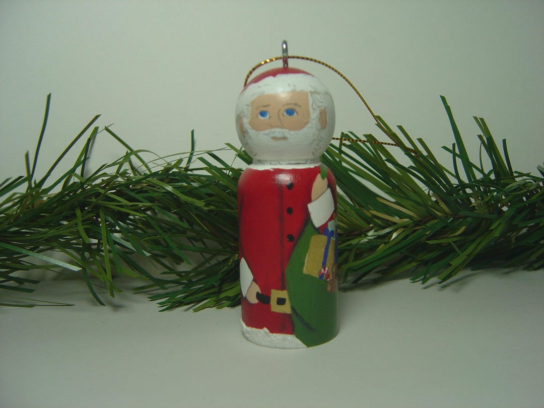 SANTA Peg Doll Ornament Hand Painted - Etsy