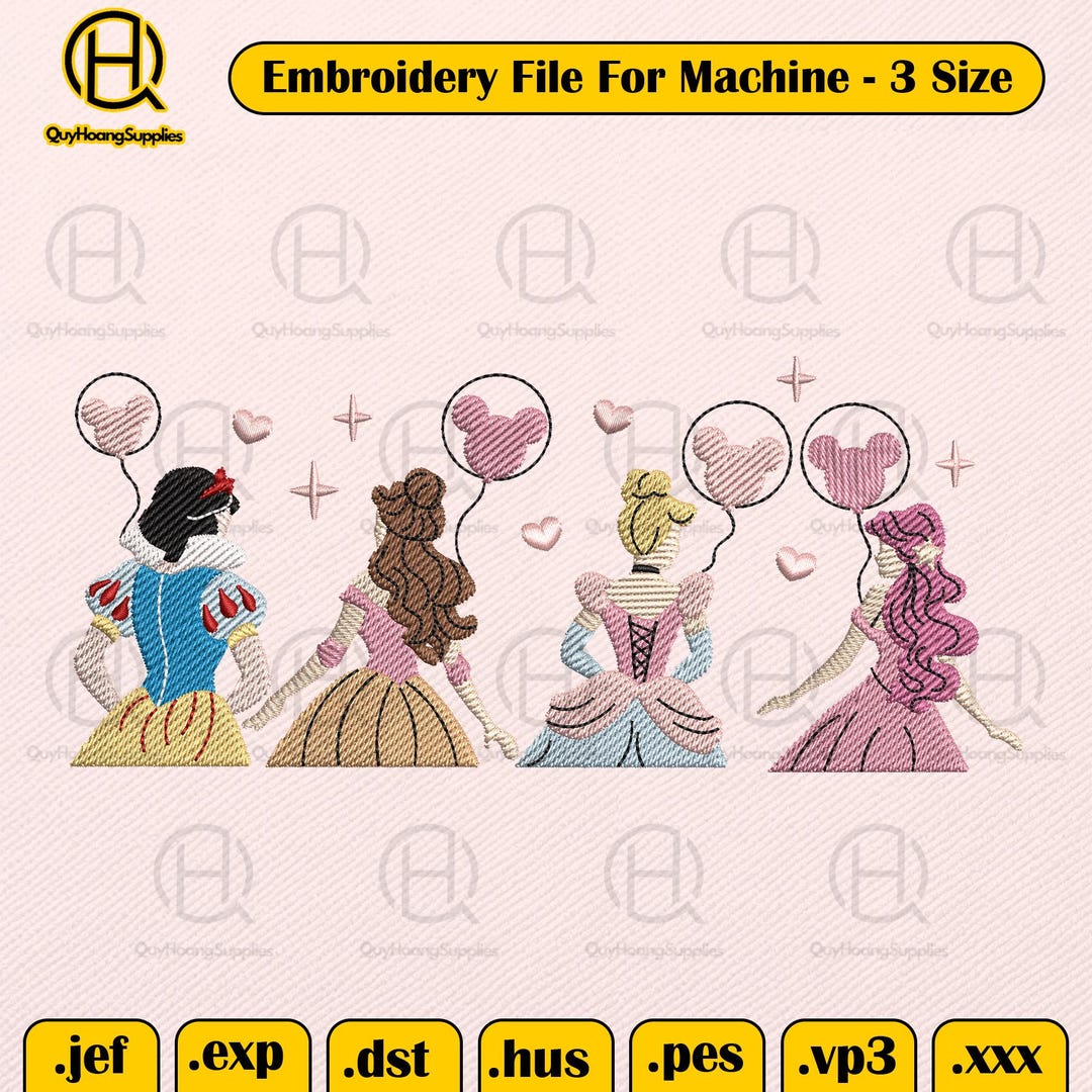 Magical Princess Cartoon Valentine Embroidery Design, Valentine ...