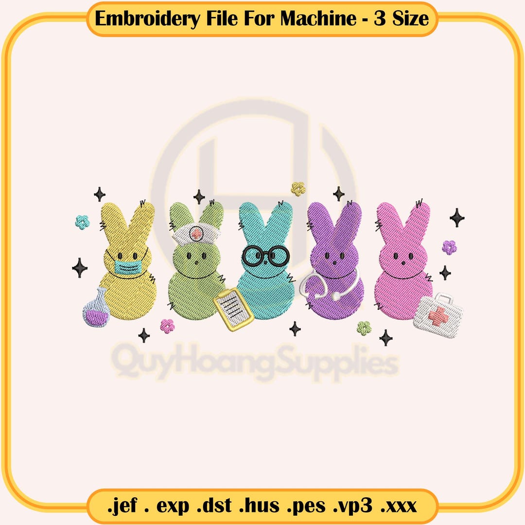 Easter Day Embroidery Design, Nurse Peeps Embroidery Design, Chillin ...