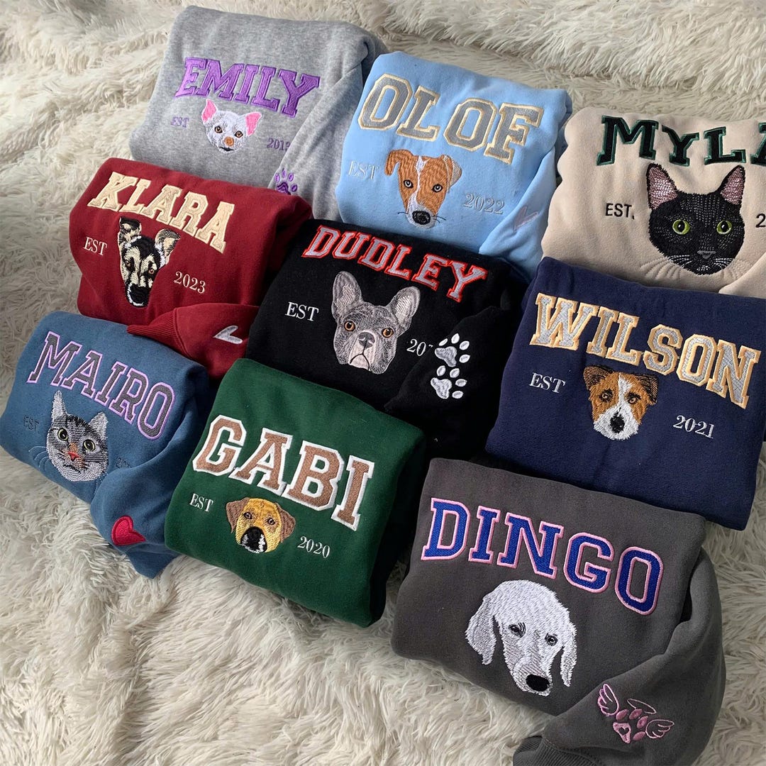 Custom Pet Embroidered Sweatshirt: Personalized Dog & Cat Lover Gift - Etsy