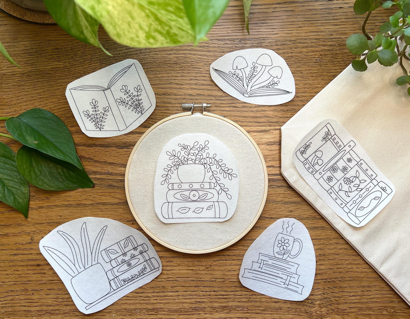 Bookish Stick and Stitch Embroidery Patterns Pack of 6, Hand Embroidery ...