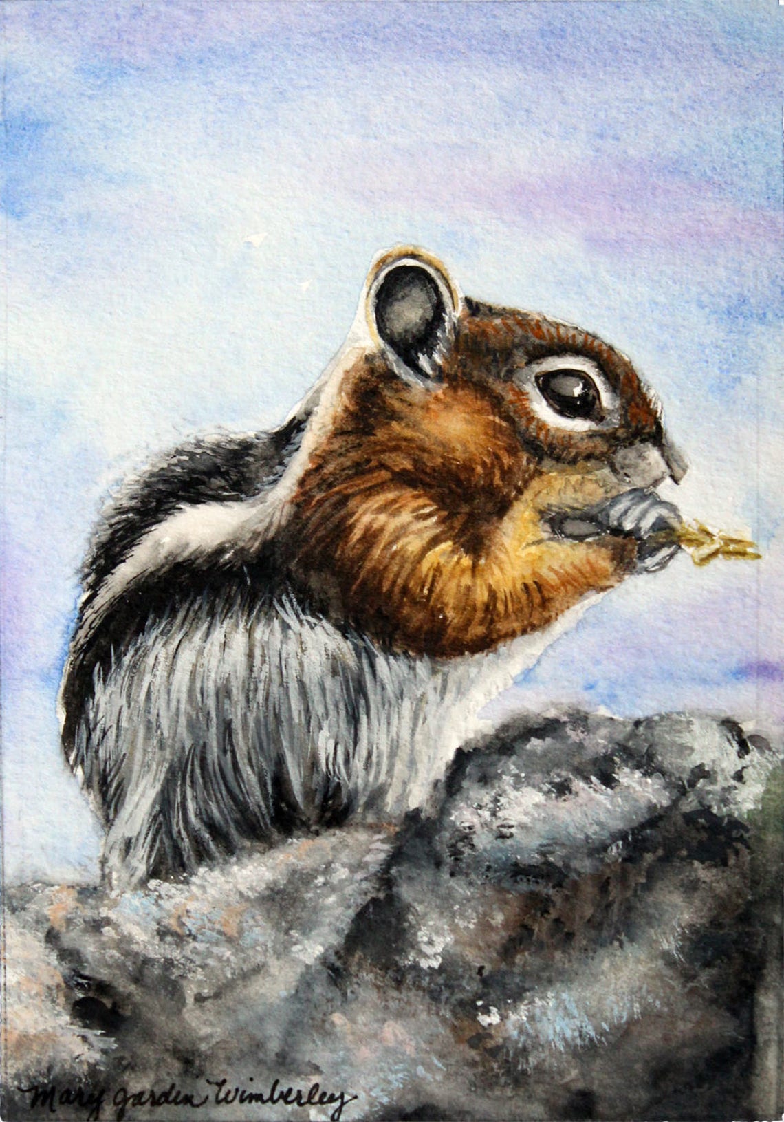 Chipmunk Painting Watercolor Chipmunk Art Watercolor - Etsy