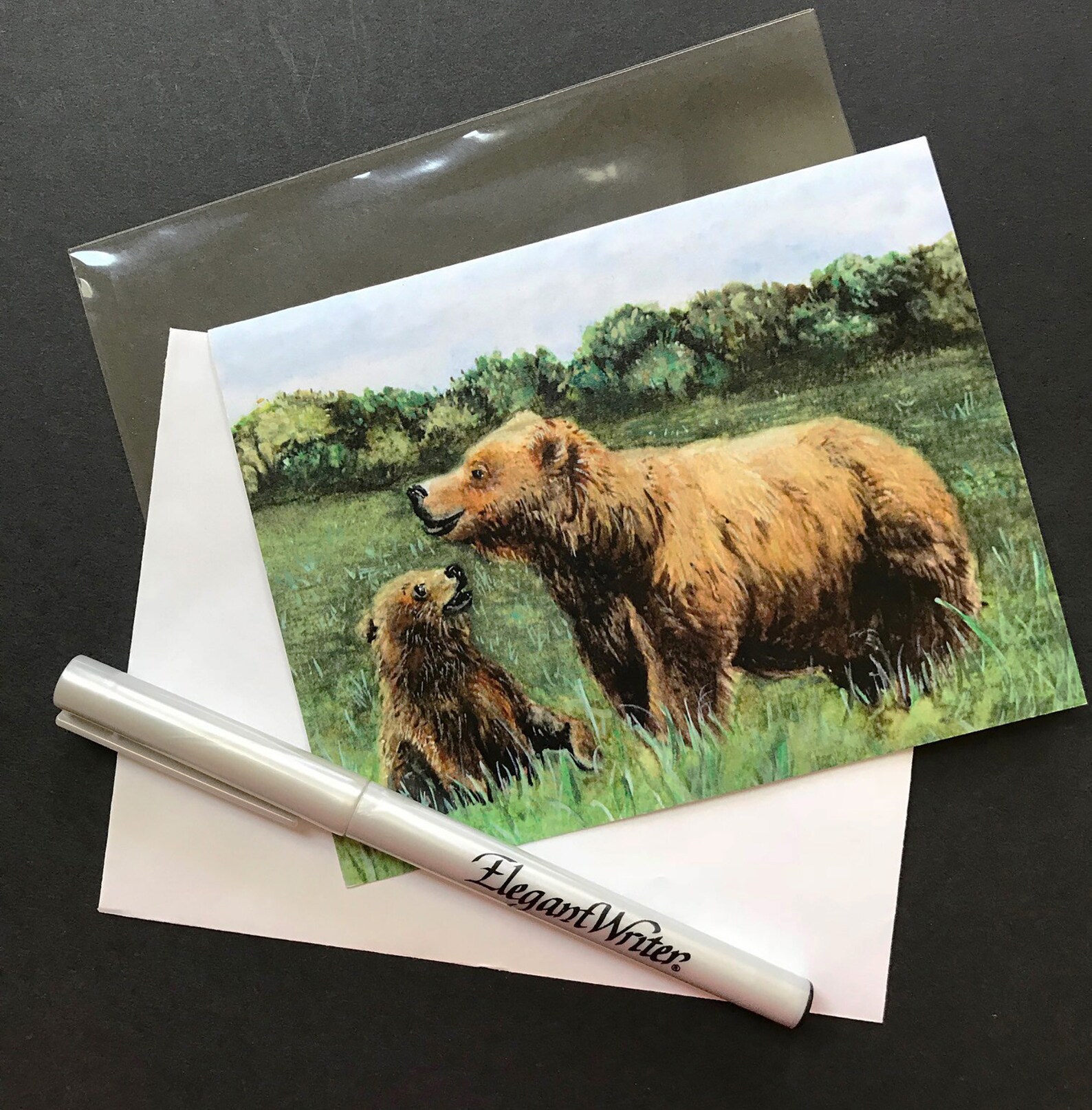 5 Grizzly Bear Cards Brown Bear Cards 5 Bear Note Card Set | Etsy