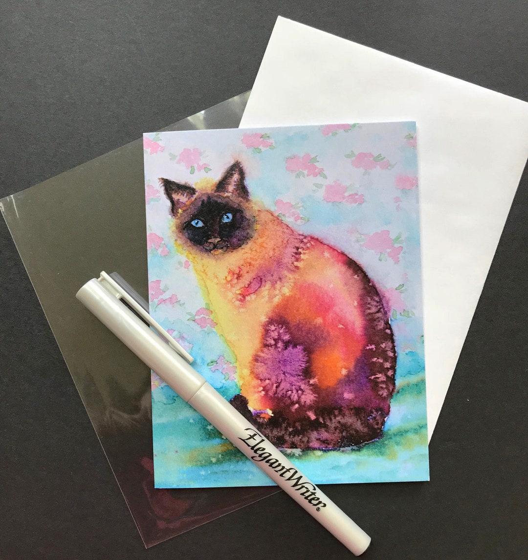 5 Cat Note Card Pack, Himalayan Cards, Blank Cat Card Pack, Siamese ...