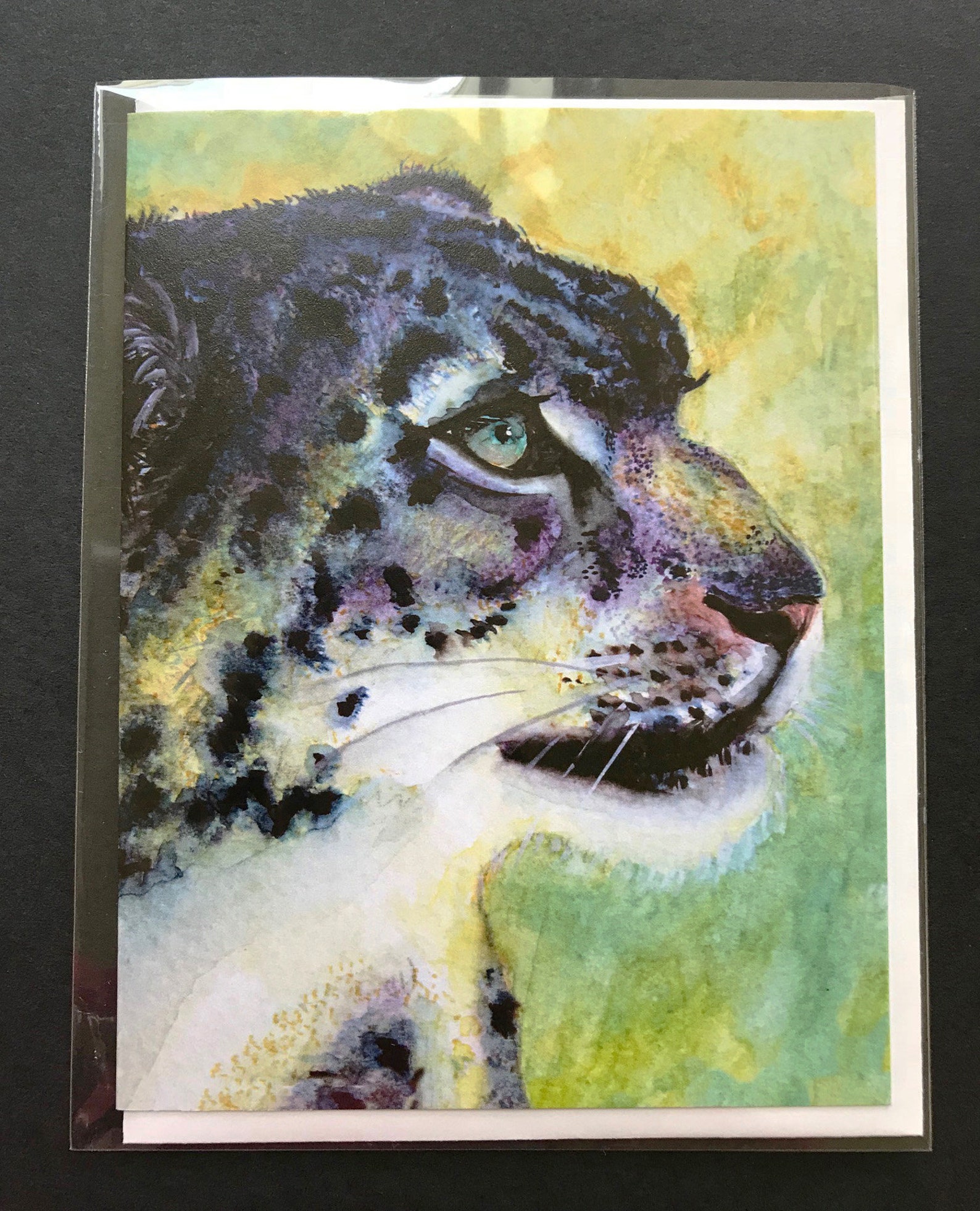 5 Pack Leopard Cardssnow Leopard Cards Blank Note Cards | Etsy