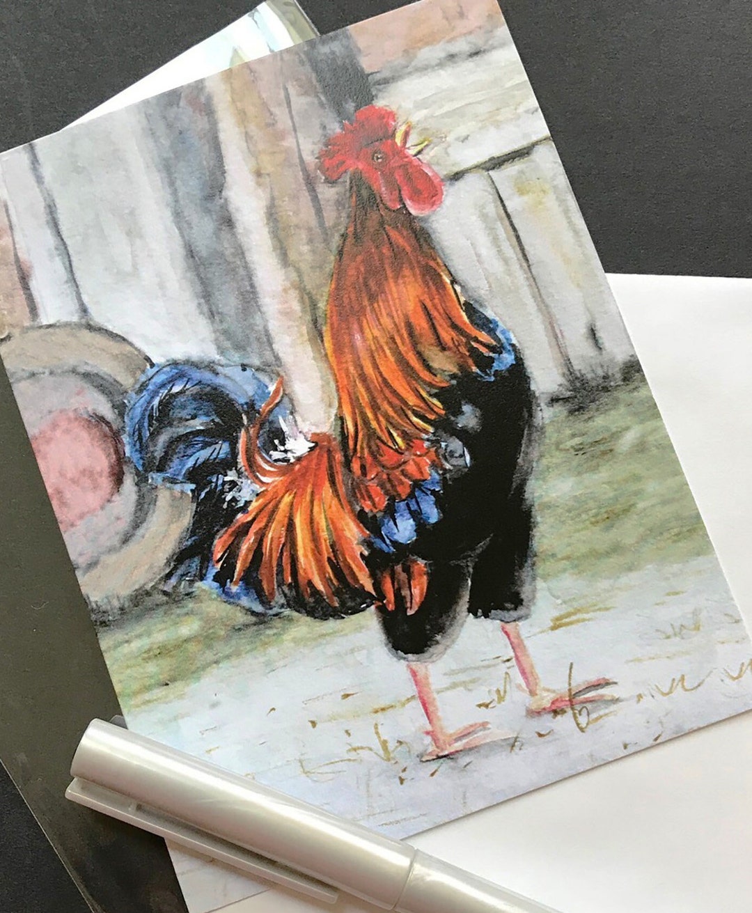 5 Rooster Cards, 5 Barnyard Hen Cards, 5 Farm Rooster Cards, Brementown ...